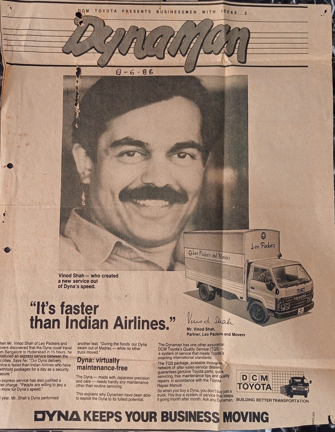 Toyota Naming our CEO Mr. Vinod Shah as Dynaman - Best Packers & Movers ...